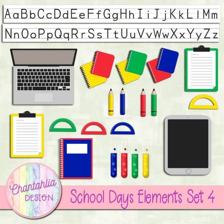 Free School Days Elements for Digital Scrapbooking and Other Crafts