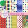 Free School Days Digital Papers for Digital Scrapbooking and Other Crafts