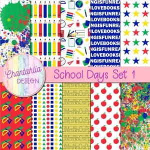 Free School Days Digital Papers for Digital Scrapbooking and Other Crafts