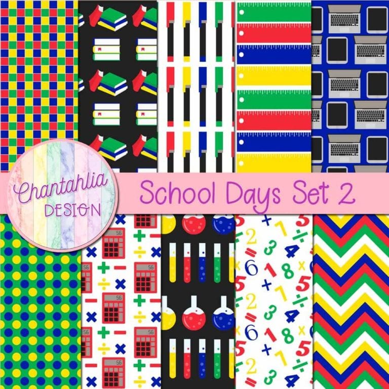 Free School Days Digital Papers for Digital Scrapbooking and Other Crafts
