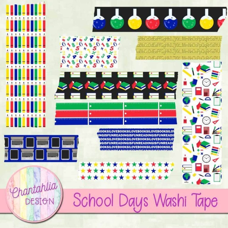 Free School Days Washi Tape for Digital Scrapbooking and Other Crafts