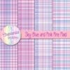 Free Sky Blue and Pink Digital Papers with Fine Plaid Designs
