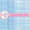 Free Sky Blue and Sea Blue Digital Papers with Fine Plaid Designs