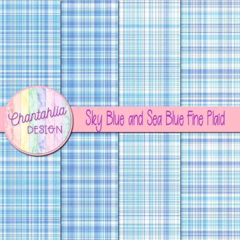 Free Sky Blue and Sea Blue Digital Papers with Fine Plaid Designs