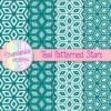 Free Digital Papers featuring Teal Patterned Stars Designs