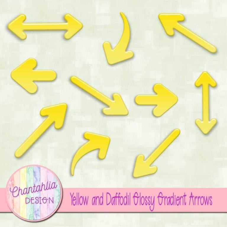 Free Yellow and Daffodil Glossy Gradient Arrows for Digital Scrapbooking
