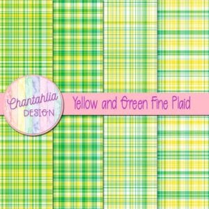 Free Yellow and Green Digital Papers with Fine Plaid Designs