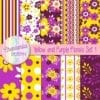 Free Yellow and Purple Digital Papers with Florals Designs
