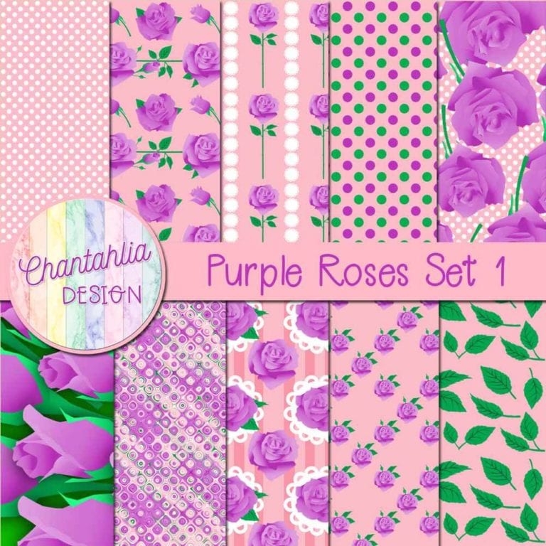 Free Purple Roses Digital Papers