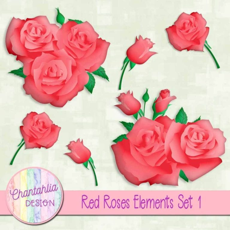 Free Red Roses Elements