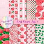 Free Red Roses Digital Papers