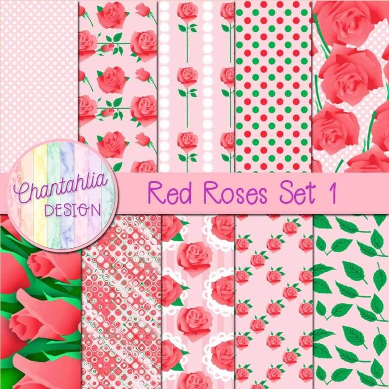 Free Red Roses Digital Papers