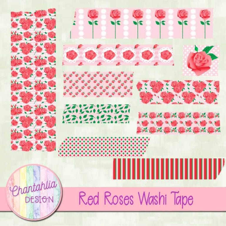 Free Red Roses Washi Tape