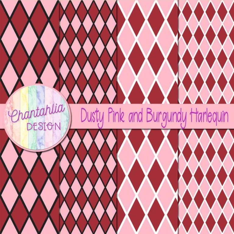 Free Dusty Pink and Burgundy Harlequin Digital Papers