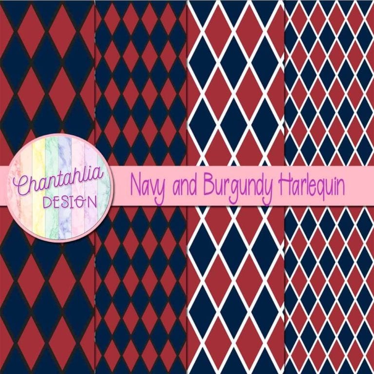 Free Navy and Burgundy Harlequin Digital Papers