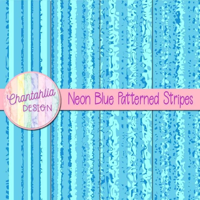 Free Digital Papers featuring Neon Blue Patterned Stripes Designs