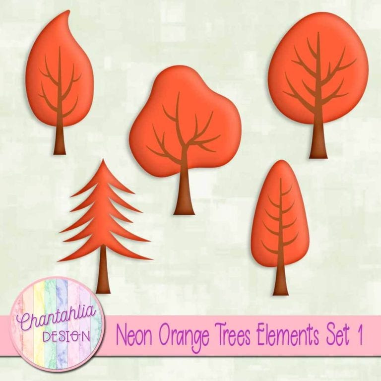 Free Neon Orange Trees Elements