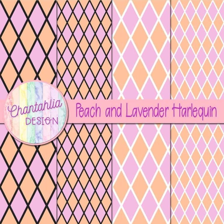 Free Peach and Lavender Harlequin Digital Papers