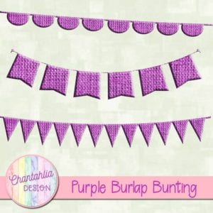 Free Purple Burlap Bunting Design Elements