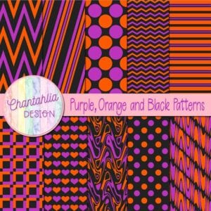 Free Purple, Orange and Black Digital Papers Patterns