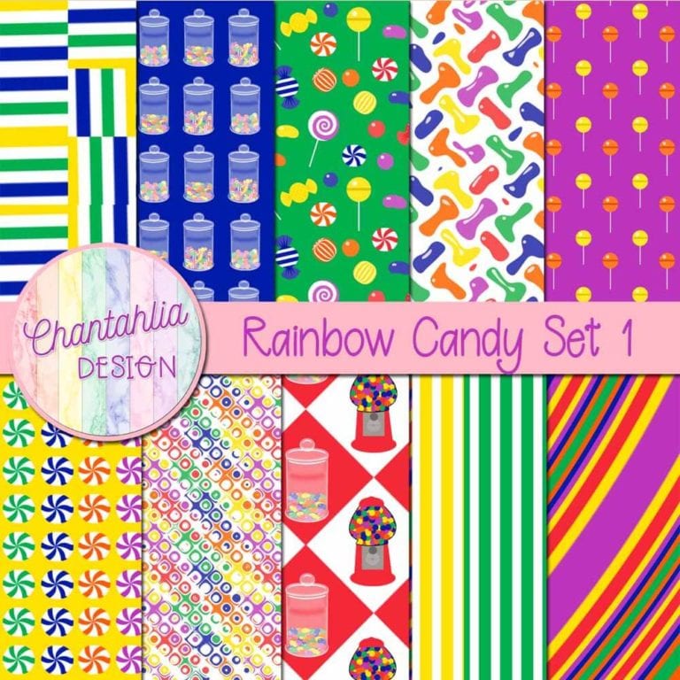 Free Rainbow Candy Digital Papers