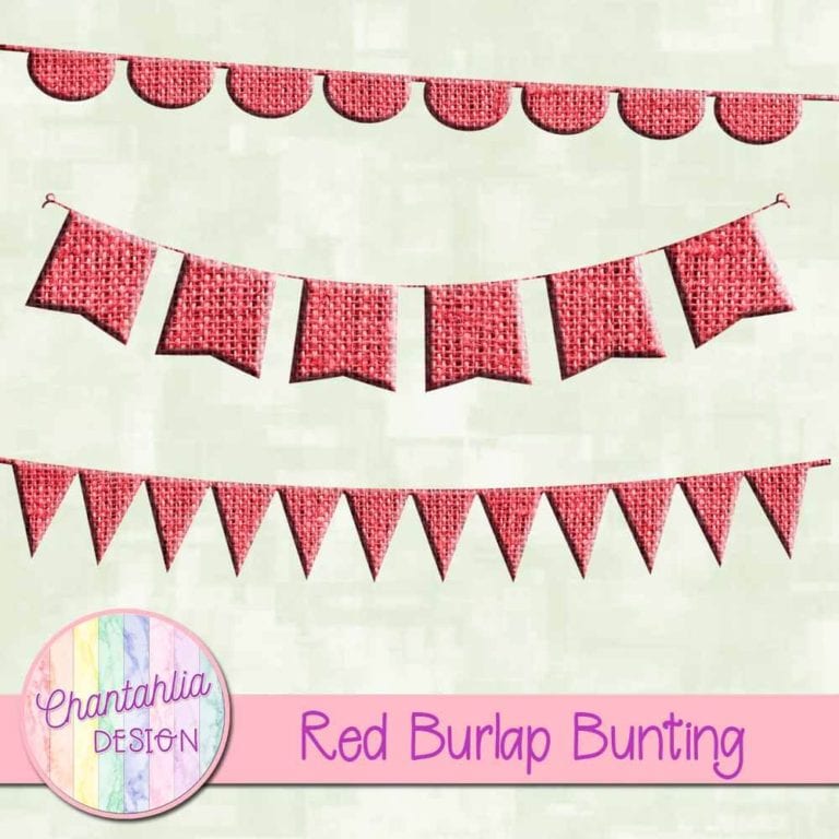 Free Red Burlap Bunting Design Elements