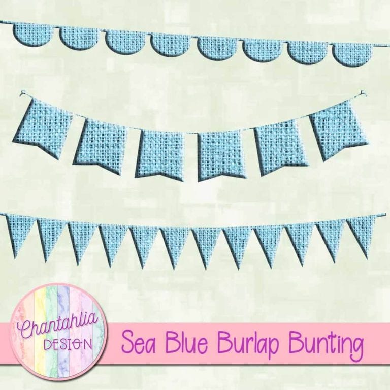 Free Sea Blue Burlap Bunting Design Elements