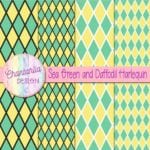 Free Sea Green and Daffodil Harlequin Digital Papers