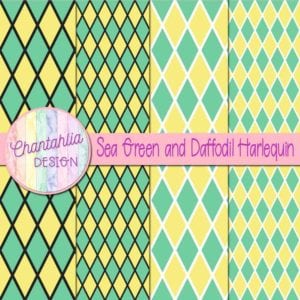 Free Sea Green and Daffodil Harlequin Digital Papers