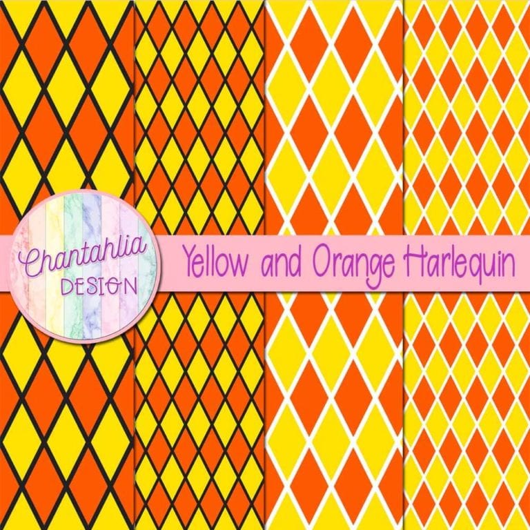 Free Yellow and Orange Harlequin Digital Papers
