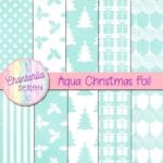 Free Digital Papers featuring Aqua Christmas Foil Designs