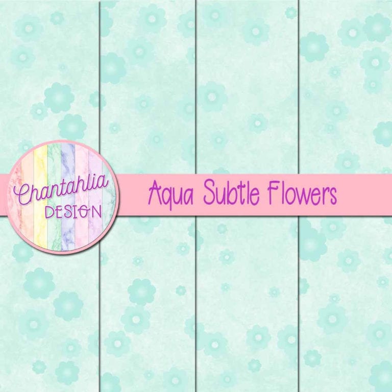 Free Aqua Subtle Flowers Digital Papers