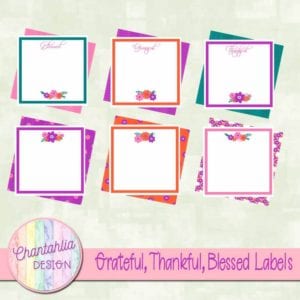 Free Labels in a Grateful, Thankful, Blessed Theme for Digital Scrapbooking