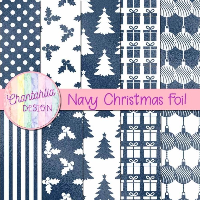 Free Digital Papers featuring Navy Christmas Foil Designs