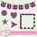 Free Neon Purple and White Polka Dot Elements