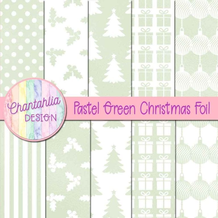 Free Digital Papers featuring Pastel Green Christmas Foil Designs