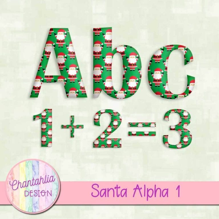 Free Santa Alpha for Digital Scrapbooking and other Crafts