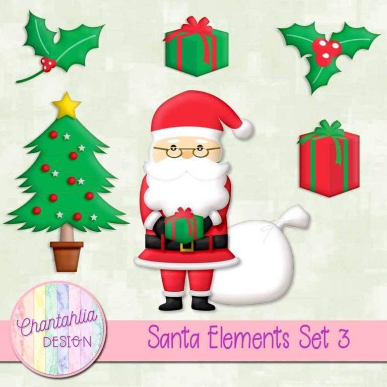 Free Santa Elements for Digital Scrapbooking, Digital Planning & Crafts
