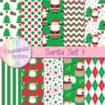 Free digital papers featuring Santa Christmas designs.
