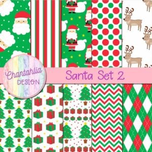 Free digital papers featuring Santa Christmas designs.