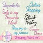Free Shopping Word Art for Digital Scrapbooking, Digital Planning & Crafts