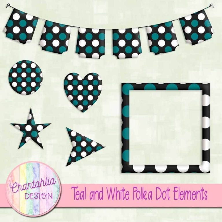 Free Teal and White Polka Dot Elements