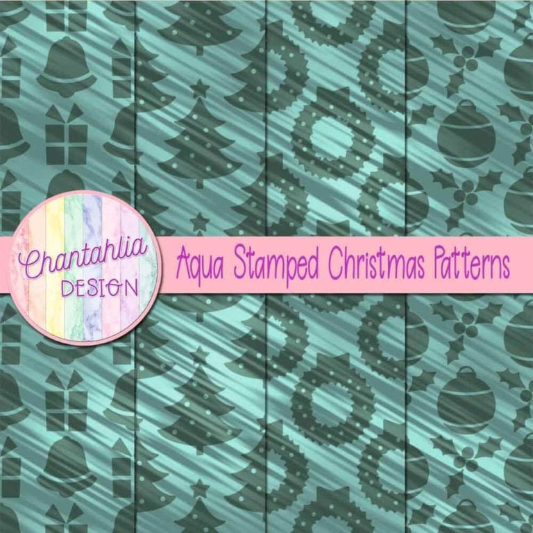 Free Digital Papers featuring Aqua Stamped Christmas Patterns