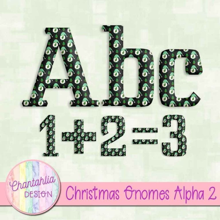 Free Christmas Gnomes Alpha for Digital Scrapbooking and other Crafts