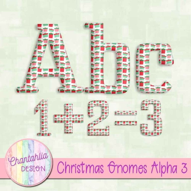 Free Christmas Gnomes Alpha for Digital Scrapbooking and other Crafts