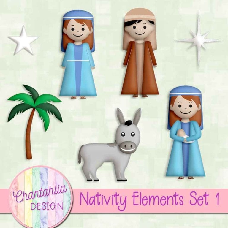 Free Christmas Nativity Elements for Digital Scrapbooking & Crafts