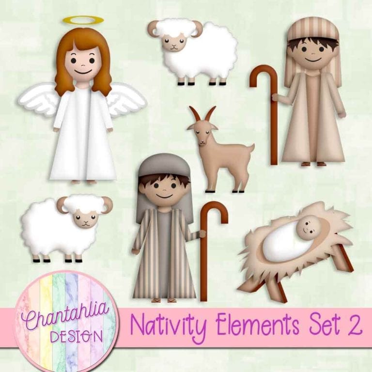 Free Christmas Nativity Elements for Digital Scrapbooking & Crafts