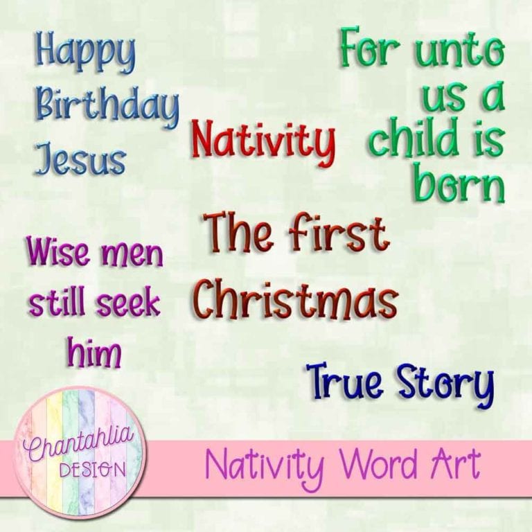 Free Christmas Nativity Word Art for Digital Scrapbooking & Crafts