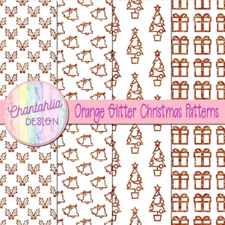 Free Digital Papers featuring Orange Christmas Glitter Patterns