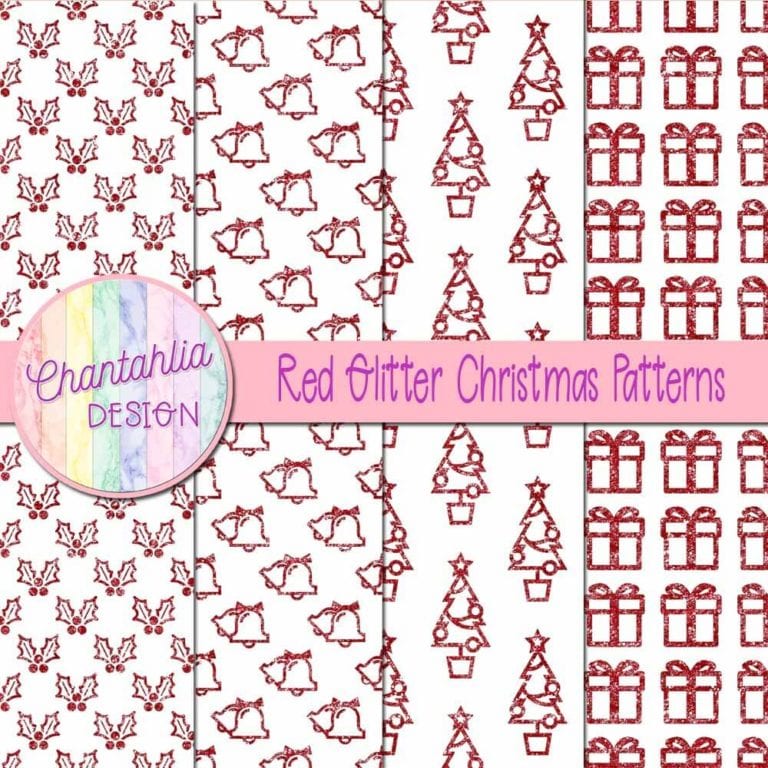 Free Digital Papers featuring Red Christmas Glitter Patterns